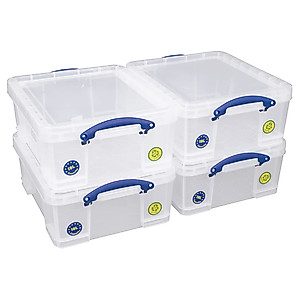 Really Useful Storage Box Plastic Lightweight Robust Stackable 18 Litre W390Xd480Xh200Mm Clear - Ref 18C