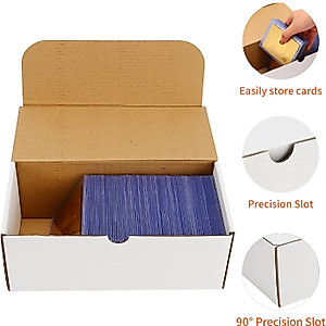 BIU-BOOM Card storage box with the Trading Cases, Toploader full lid-Corrugated case, fits Baseball Cards, Football, Basketball, Sticker Labels+8pcs Dividers (10 PACK, Small), WHITE