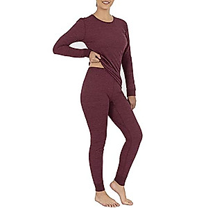 Fruit of the Loom Women's Micro Waffle Premium Thermal Set, Merlot Heather, Large