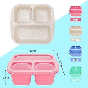 Bento Box for Kids (4 Pack) - Snack Containers - Bento Snack Boxes 3-Compartment Food Containers for School, Work and Travel, Meal Prep Containers Reusable, Lunchable Container for Kids and Adults