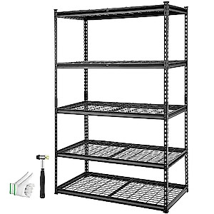 VEVOR Storage Shelving Unit, 5-Tier Adjustable Storage Shelves, 48" L x 24" W x 72" H Heavy Duty Garage Storage Shelves, Metal Shelves for Kitchen Pantry Basement Bathroom Laundry