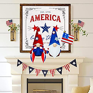 4th of July Patriotic Gnome Plush Elf Ornament 2Pcs Handmade Gnome Plush American Couple Scandinavian Tomte 4th of July Veterans Day Memorial Day Gift Independence Day Table Decorations Tray Ornament