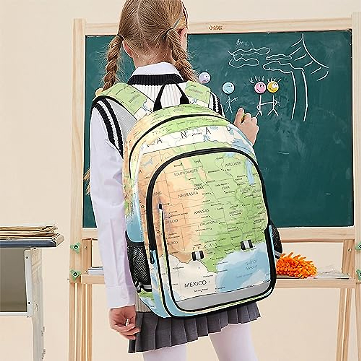 CHIFIGNO National Geographic United States Backpack for School Students, Comfortable School Backpack with Laptop Compartment, School Bags for Kids
