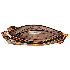 Anna by Anuschka Hand Painted Leather Women's V TOP MULTICOMPARTMENT Crossbody, Lion in Love