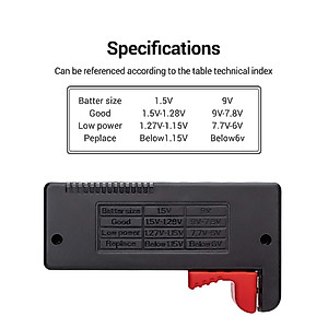 ZffXH Battery Tester 2 PCS for 9V 3.7V 1.5V AA AAA Cell C D 18650 Battery – Easy to Read, Digit Indicates(BT-168 PRO)