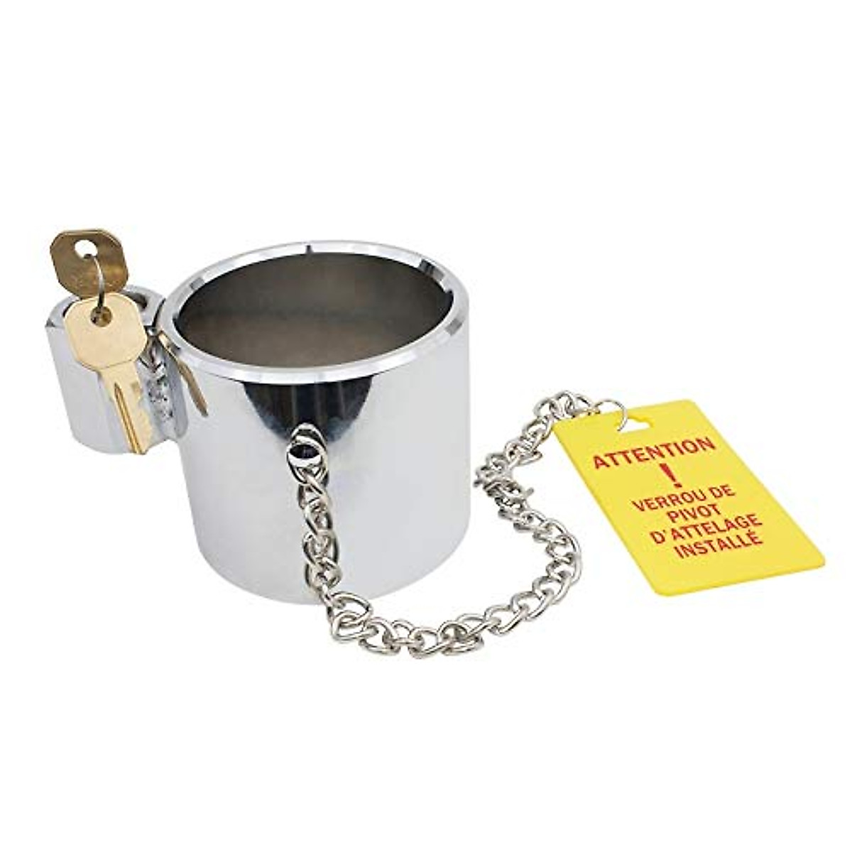 Mytee Products 5th Wheel King Pin Lock - Heavy Duty Chromed Solid Steel Anti Theft for RVs, Container, Trailers with Warning Tag & 2 Keys (4 - Pack)