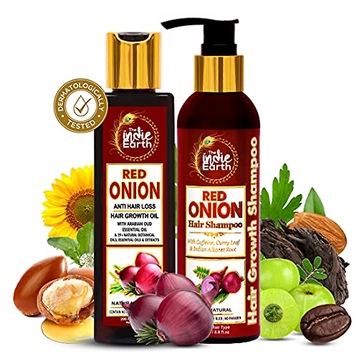 The Indie Earth best Red Onion Hair Care Combo with Red Onion Oil + Shampoo Total 400ML for Healthy and strong hair