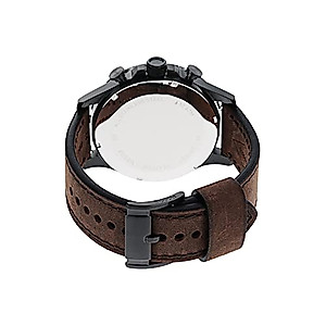Fossil Men's Nate Quartz Stainless Steel and Leather Chronograph Watch, Color: Black, Dark Brown (Model: JR1487)