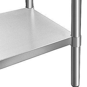 ROCKPOINT Stainless Steel Table for Prep & Work with Backsplash 24x36 Inches, NSF Metal Commercial Kitchen Heavy Duty Table with Adjustable Under Shelf and Table Foot for Restaurant, Home and Hotel