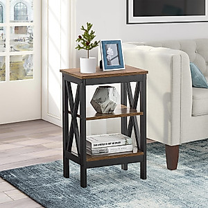 VECELO Modern Nightstands X-Design Side End Table Night Stand with Storage Shelf for Bedroom,Living Room,