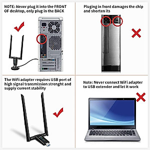 WiFi Adapter 1750mbps,QGOO Wireless USB Adapter Dual Band 2.4GHz/450Mbps 5GHz/1300Mbps High Gain 5dBi Antennas USB 3.0 Wireless Network Adapter for Desktop Laptop PC Windows XP/7/8/8.1/10/11