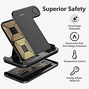EVIGAL 4 in 1 Wireless Charger, Qi-Certified Fast Charging Station Compatible Apple Watch & AirPods & Apple Pencil, iPhone 14/13/12/11/11Pro/X/XS/XS Max/XR/8/8Plus, Samsung (with QC3.0 Adapter)