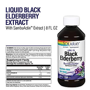 SOLARAY Liquid Black Elderberry Extract | Delicious, Healthy Immune System & Antioxidant Support | 24 Servings | 8 fl oz