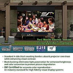 Elite Screens Yard Master Electric Tension CineWhite, 125" Diag. 16:9 Motorized Tab-Tensioned Projector Screen, IP33 Rated, RF Remote Control, 4K/8K Ultra HD 3D Movie Theater (OMS125WHT-ELECTRIC)