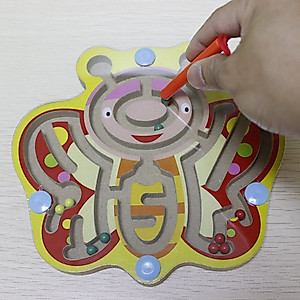 Mini Round Wooden Pen Driving Bead Maze Puzzle Interactive Maze Beads Maze on Board Game Eduactional Handcraft Toys Butterfly