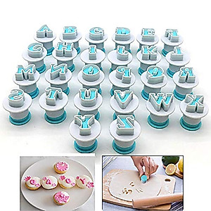 26PCS/Set Cookie Stamp Impress Cookie Cutters Alphabet Letter and Number Fondant Cake Biscuit Mold Letter Shape DIY Cookie Biscuit Alphabet Letters Cake Tool Embosser Cutter (Upper Case Letter Shape)