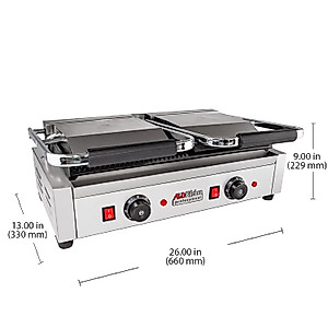 ALDKitchen Panini Sandwich Press Grill | Durable Stainless Steel Construction | Double head | 110V (Ribbed/Plain)