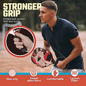 Premium Pickleball Paddles – Set of 2 Lightweight, Carbon Fiber Pickle Ball raquette's and 4 Balls Included – Premium Carry Bag – Suitable for Beginners or Advanced Players