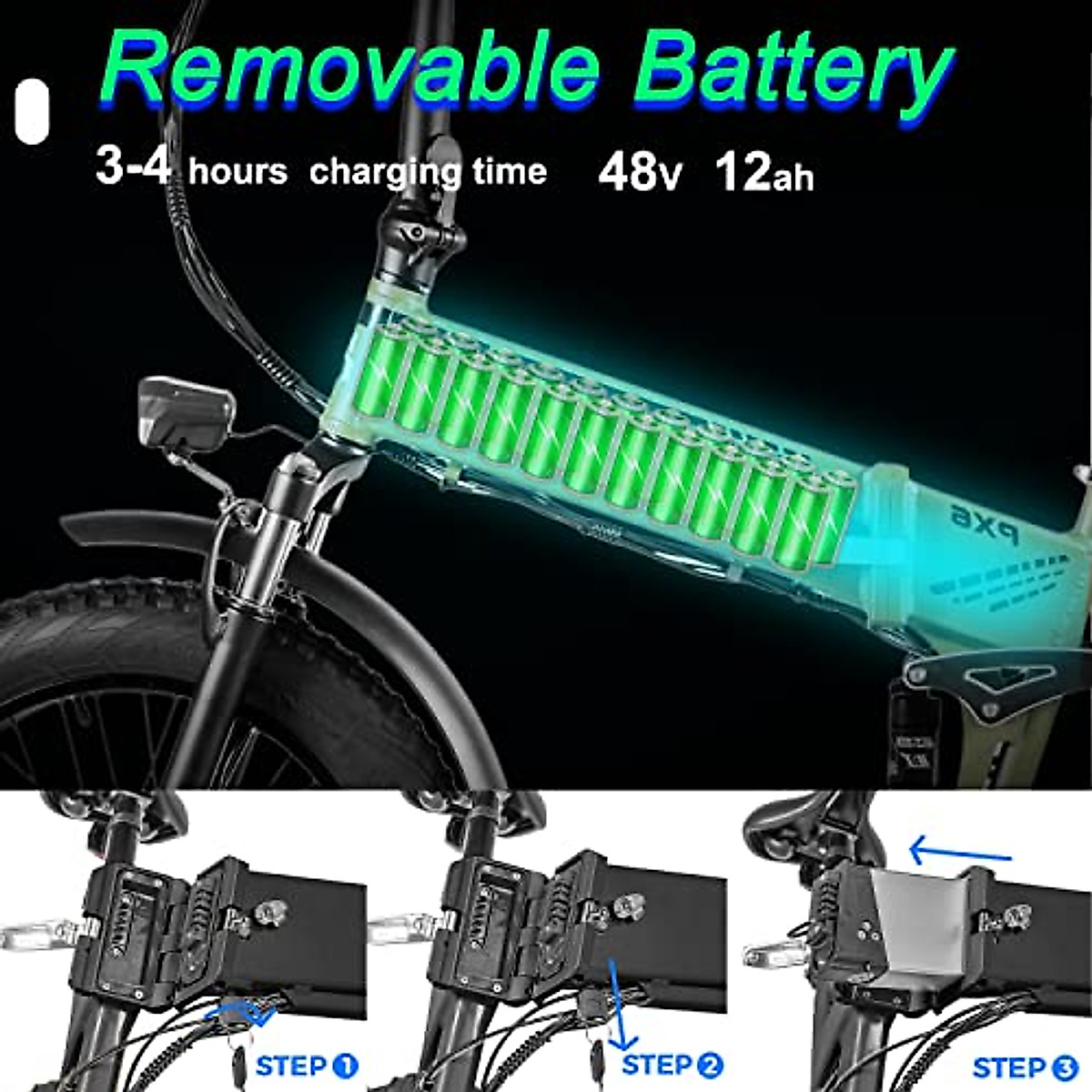 LEONX PASELEC Electric Bikes for Adults 20'' Folding Electric Bicycle,Hydraulic Brakes,48V 12ah 750W Motor Ebike Fat Tire Mountain e-Bike,Full Suspension, 9 Gears Cycle for Men Women (Black)