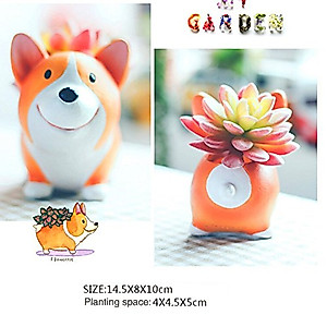 Messagee Creative Kawaii Corgi Resin Flower Pot Planter Garden Bonsai Succulent Plants Desk Flower Pot