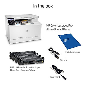 HP Color LaserJet Pro M182nw Wireless All-in-One Laser Printer, Remote Mobile Print, Scan & Copy, Works with Alexa (7KW55A)
