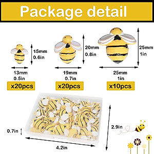 HADDIY Tiny Craft Bees,50 Pcs Small Plastic Resin Bumble Bee Decor for Embellishments and Bee Themed Birthday Party Table Decoration