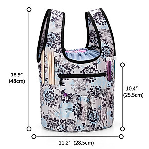 CURMIO Knitting Tote Bag, Yarn Project Wristlet Bag with Drawstring for Knitting Needles, Crochet Hooks and Supplies, Dandelion (Bag Only)