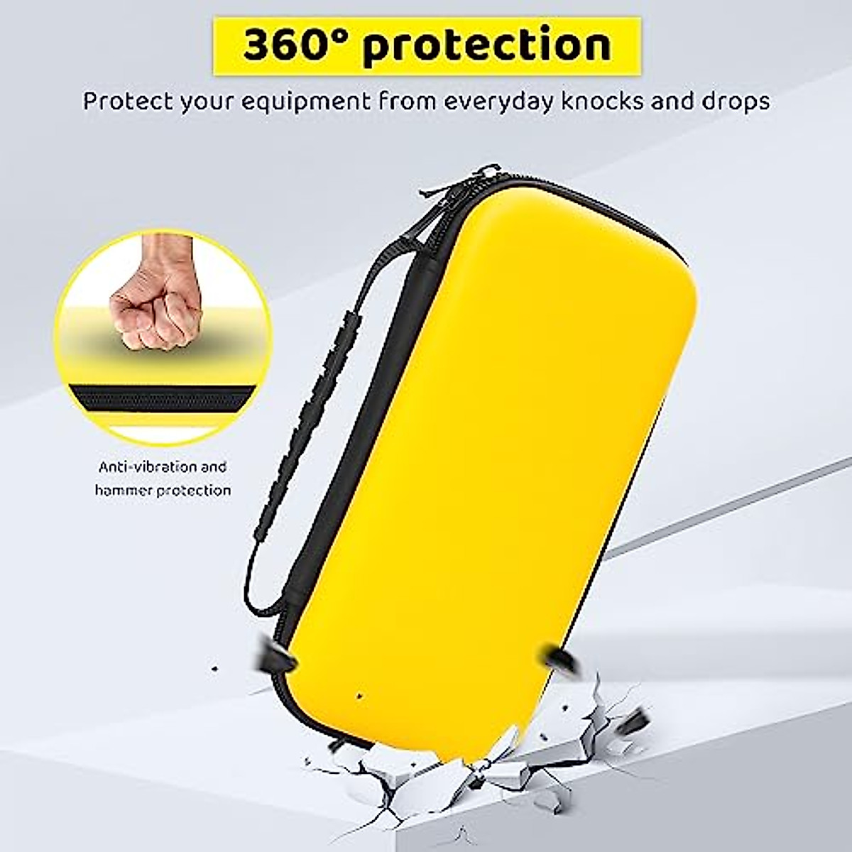 HYPERCASE Protective Case for Nintendo Switch Lite, Yellow Hard Shell Portable Travel Carrying Case Pouch for Nintendo Switch Console & Accessories, Storage Bag with 8 Game Card Slots for Girls Boys.