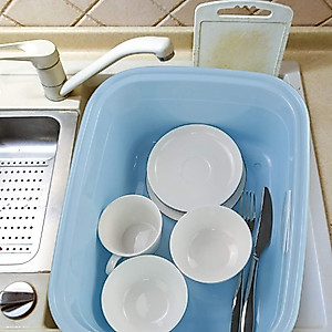 Qqbine 16 Quart Plastic Kitchen Dish Pan Basin Sink, 3 Packs