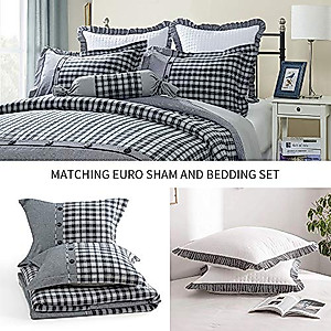 Simple&Opulence 100% Cotton Black and White Buffalo Check Plaid Duvet Cover Set, 3 Pieces Bedding Set Including1 Comforter Cover and 2 Pillow Shams (Queen, Black and White)