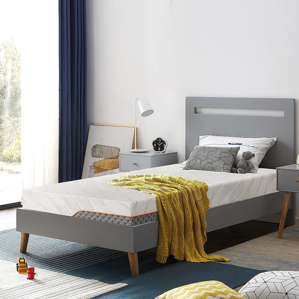 ESHINE 12 Inch Memory Foam Hybrid Mattress - 319 Independent Pocket Innerspring - Mattress in a Box - Edge Support - Medium Firm Mattress, Twin XL