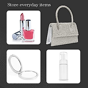 Women's Top Handle Clutch Bags Classy Stylish Sparkly Beaded Clutch Bag/Handbag/Chain Crossbody bag- Evening/Party/Travel/Work (Silver)