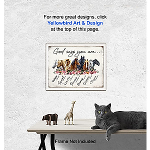 Christianity Religion Horse Wall Art 11x14 - Inspiration spiritual Scripture Boho-chic Farmhouse Poster - God Says You Are Girl Bedroom Decor - Shabby chic decoration - Country Western Gift for Woman