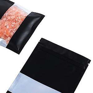 100PCS Food Safe Flat Packaging Bags with Rectangular Frosted Window and Tear Notch Food Storage (Black,3.9" x 5.9")