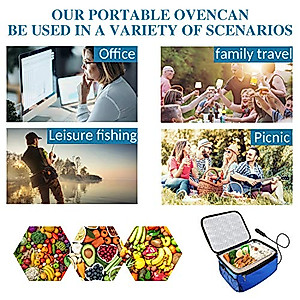 Portable Oven 12V Personal Food Warmer,Car Heating Lunch Box,Electric Slow Cooker For Meals Reheating & Raw Food Cooking for Road Trip/Office Work/Picnic/Camping/Family gathering(12V) (Blue)