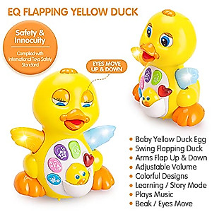 HOLA Toys for 1 + Year Old Girl Boy Dancing Walking Yellow Duck, 9 6 Month Old Baby Toys 6 to 12 Months, Crawling Learning Light Up Musical Toys for 1 Year Old Girl Birthday Gift Toddler Toys Age 1-2