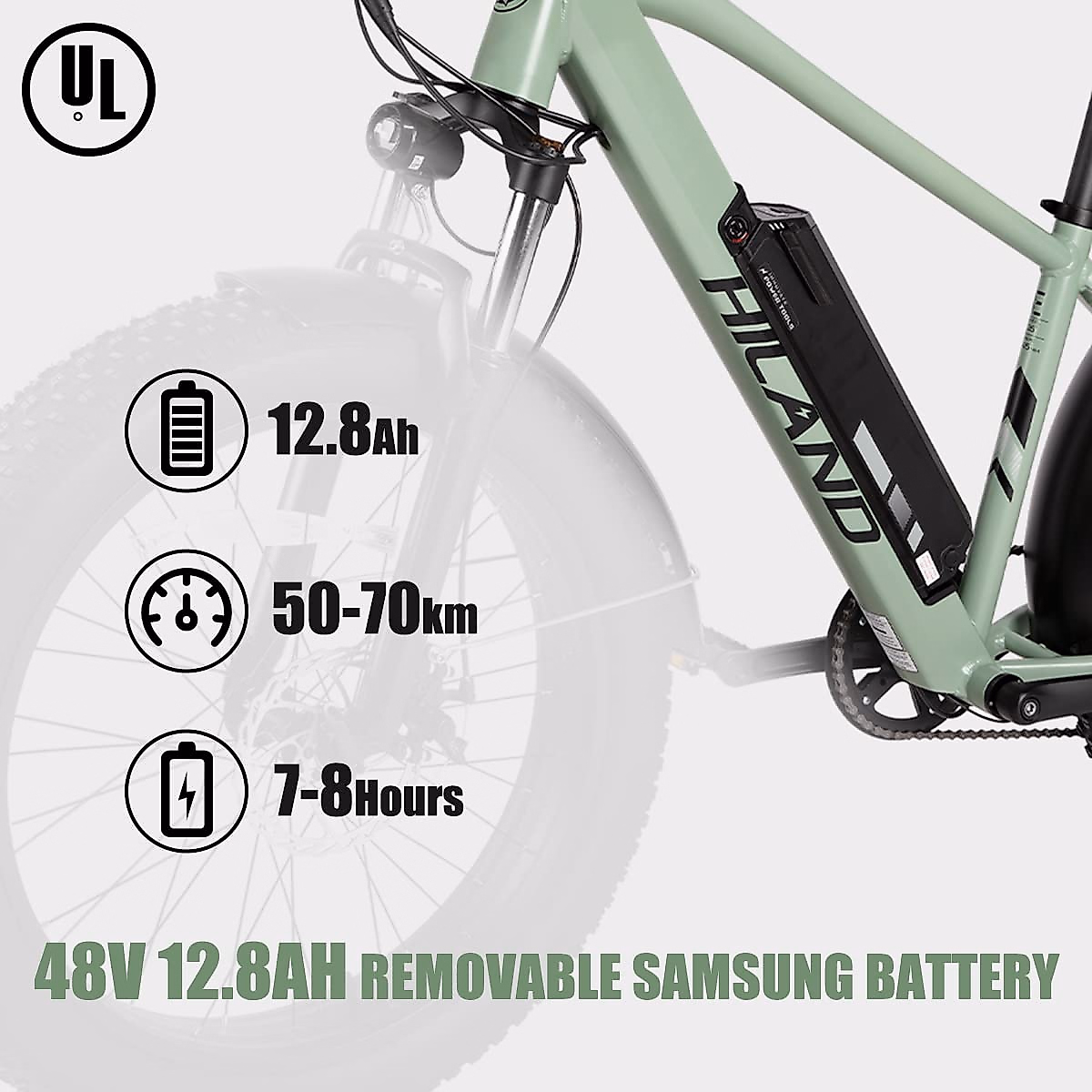 HILAND Electric Mountain Bike for Adults, 750 Watt 48 Volt Motor Off Road Electric Bicycle, Mens 26" 4.0 Fat Tire E-MTB High Speed 40km/h Bike