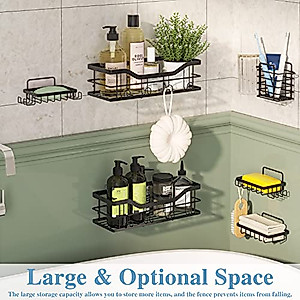 Z&L HOUSE 6 Pack Shower Caddy Organizer, Adhesive Shower Shelves with 1 Cup Holder, 3 Soap Holder, Extra Large Capacity No Drilling Shower Shelf for Inside Shower