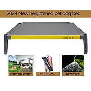 ROODO Elevated Dog Bed Cooling Raised Dog Bed Aluminum Frame and Durable Teslin Mesh Fabric Pet Cot Easy Installation Without ToolsUnique Design of Non-Slip Feet Pet Bed Indoor or Outdoor Used Medium
