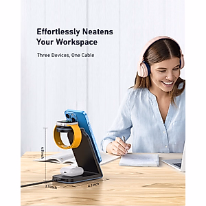 Charging Station for Apple Wireless Charger 3 in 1: 2024 New Aluminum Alloy Magnetic Charger Stand Fast Charging Multiple Devices for AirPods, Apple Watch, iPhone 15 14 13 12 Pro/Pro Max/Plus/Mini