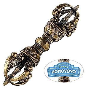 Homoyoyo Buddhist Dorje Vajra Pestle Brass Craft Ornament Retro Antique Buddha Pendant Charms for DIY Keychain Car Decor Buddhism Supplies