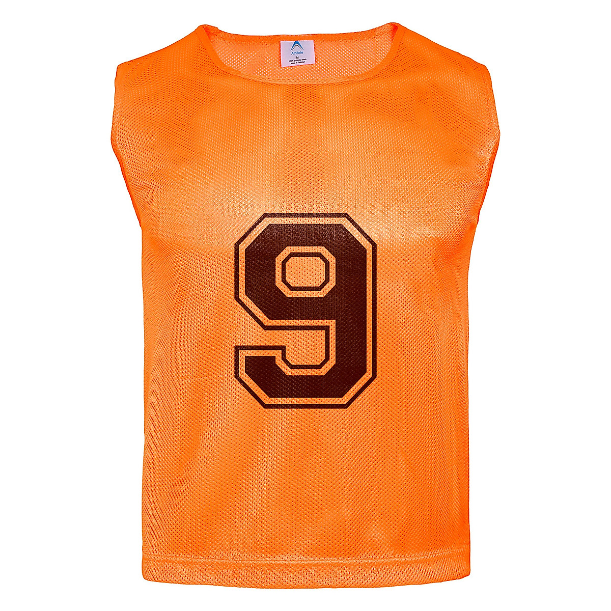 Athllete Duramesh Soccer Vest with Numbers (12 Vests) - Kids Youth and Adult Pinnies, Numbered Penny Jerseys for Soccer, Basketball, FootballL (Flame Orange Numbered, Large)