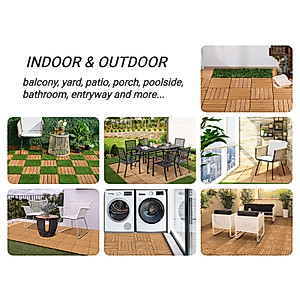 Yaheetech 27PCS Interlocking Patio Deck Tiles Outdoor Flooring for Garden Poolside Fir Wood Indoor Natural Wood