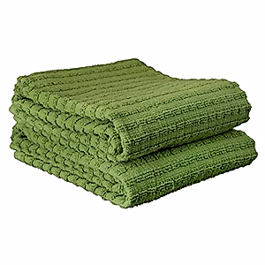 Ritz Royale Collection 100% Combed Terry Cotton, Highly Absorbent, Oversized Kitchen Towel Set, 28" x 18", 2-Pack, Solid, Cactus Green