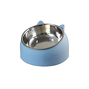 FUUIE Bowls for Food and Water Pet Cat Bowl 15 Degrees Tilted Dog Cat Feeder Pet Food Drinker Fountain Bowls for Cats Dogs Accessories (Color : Blue, Size : 400ML)