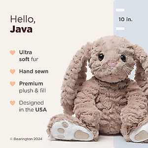 Bearington Java The Stuffed Easter Bunny, 10 Inch Stuffed Bunny Plush, Stuffed Easter Animals