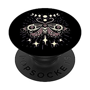 Witchy Luna Moth Moon Phases Goth Occult Wiccan Insect Lover PopSockets Swappable PopGrip