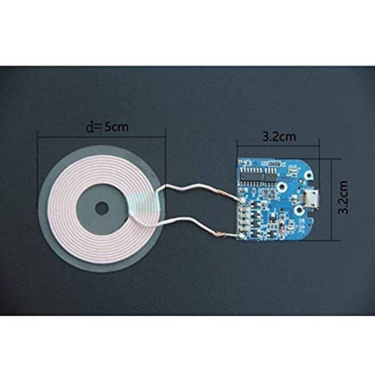 Wixine 2Pcs Qi Wireless Charger PCBA Circuit Board with Coil Pad Charging for DIY K9G9