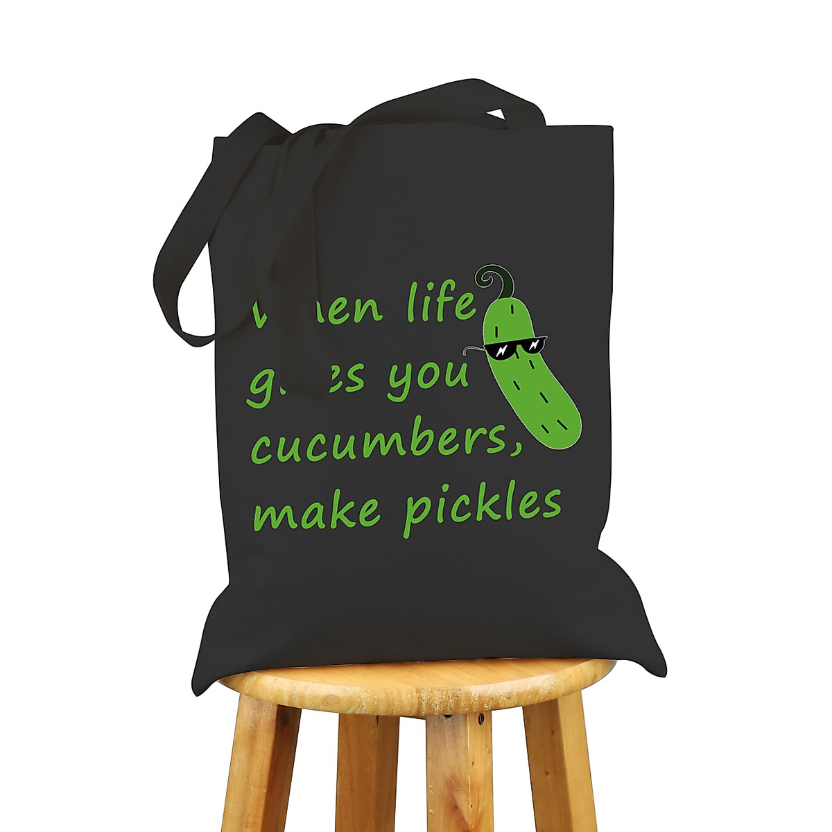 VAMSII Pickle Gifts for Pickle Lover Tote Bag When Life Gives You Cucumbers Make Pickles Shopping Bag Cucumber Lover Funny Bag Gifts(Make Pickles Tote)