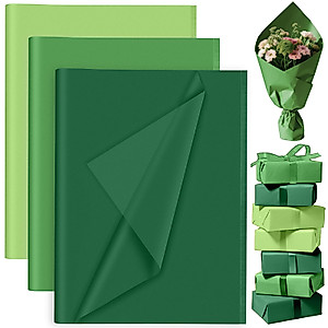 PLULON 60 Sheets Saint Patrick's Day Green Tissue Paper, Gift Wrapping Paper for DIY Gift Wrapping Birthday Wedding Holiday Paper Flower（Green）